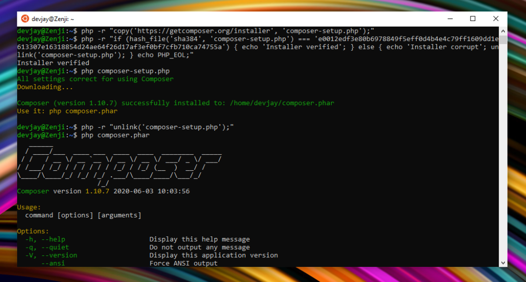 Install PHP 7 and Composer on Windows 10 through Ubuntu in WSL - Chief of Stack